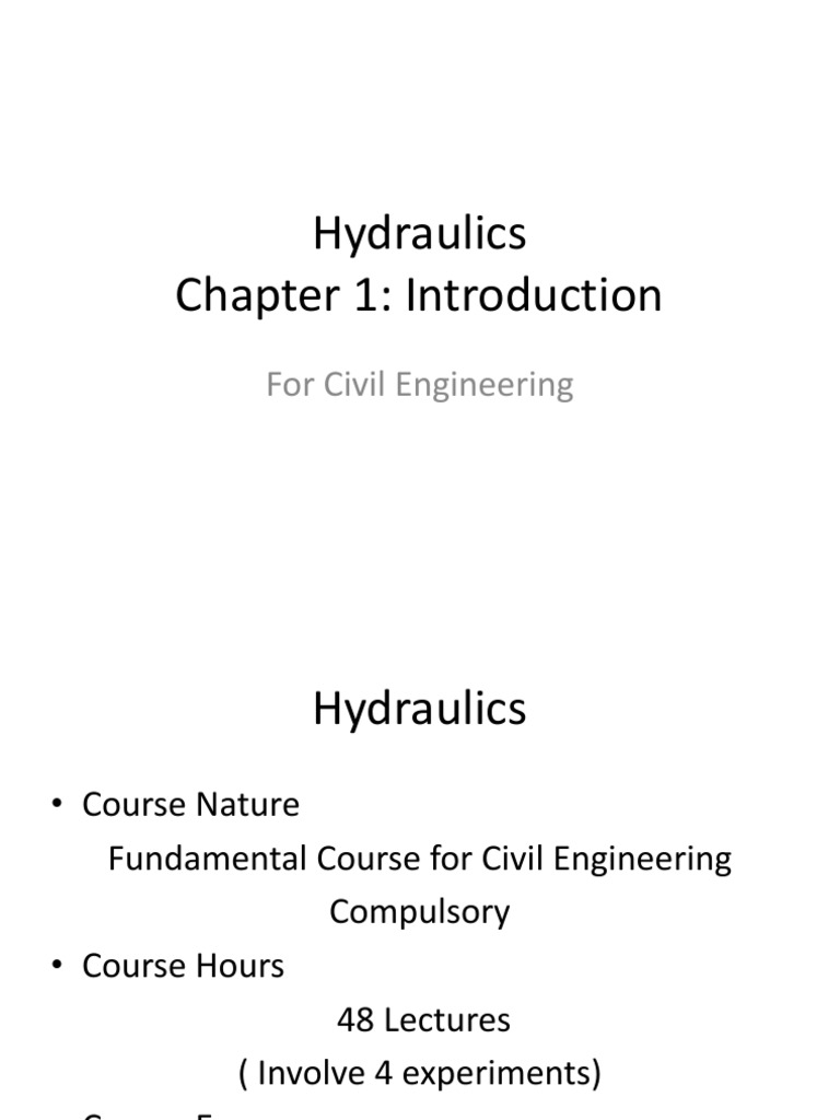 Hydraulics Chapter 1: Introduction: For Civil Engineering | PDF