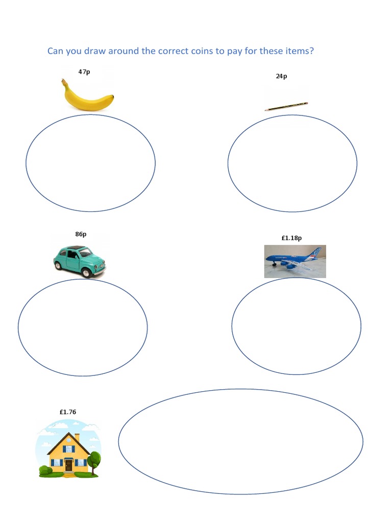 Can You Draw Around The Correct Coins To Pay For These Items? | PDF ...