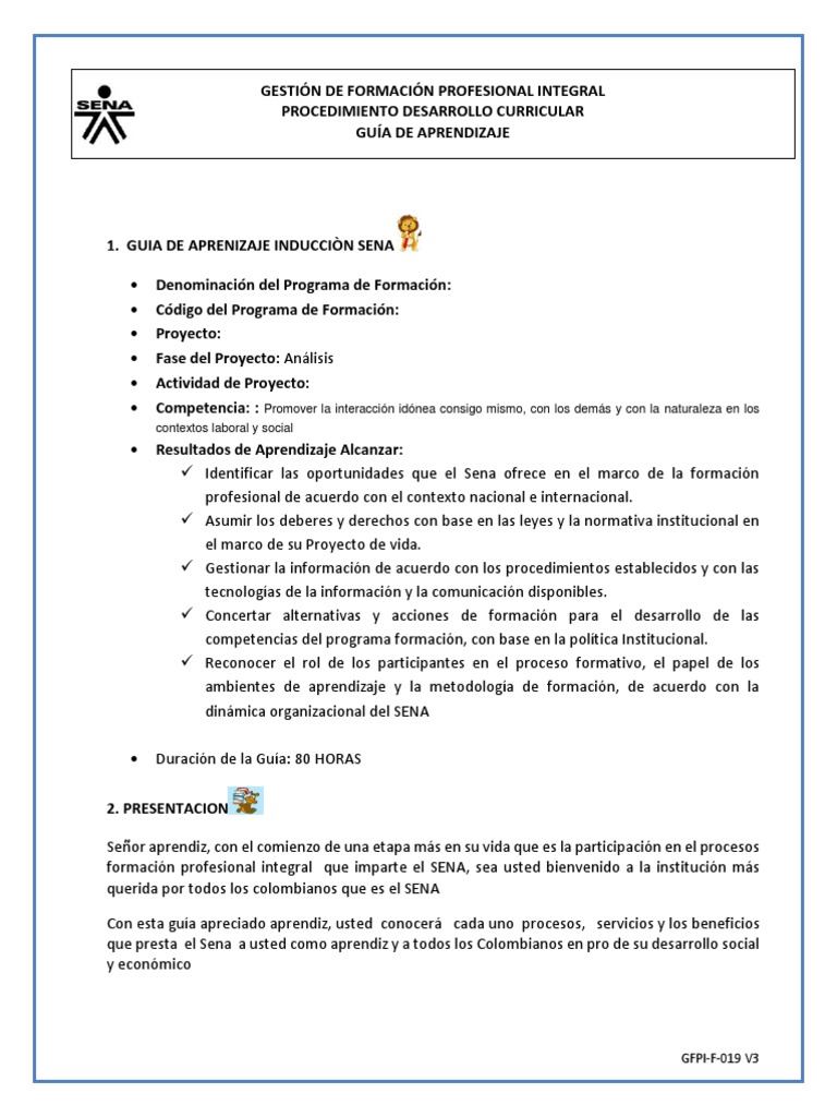 Gfpi-F-019 Formato Guia de Aprendizaje Induccion - 2019 Cafec | PDF | Evaluación | Aprendizaje