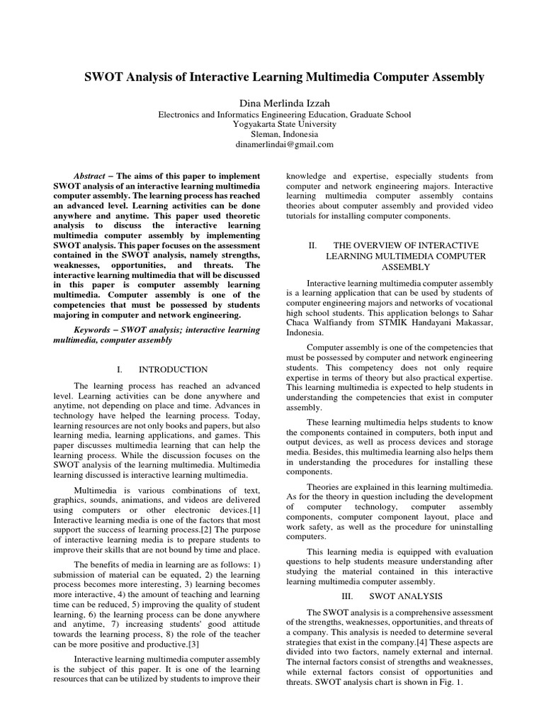 SWOT Analysis of Interactive Learning Multimedia Computer Assembly ...