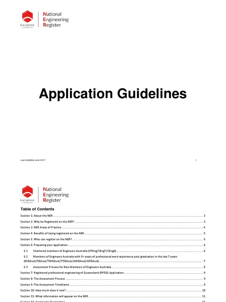 NER Application Guidelines 01062017 Final | PDF | Engineering | Science And Technology