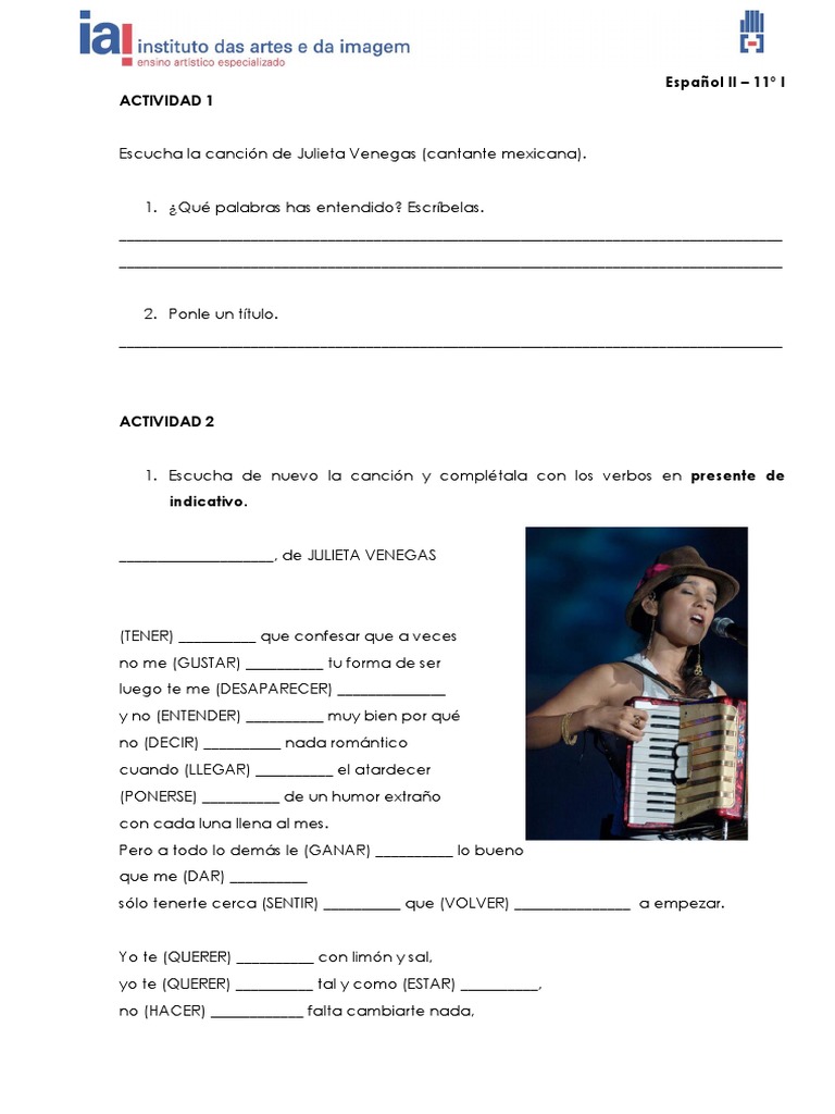 Canción Julieta Venegas - Limón y Sal - Presente de Indicativo | PDF