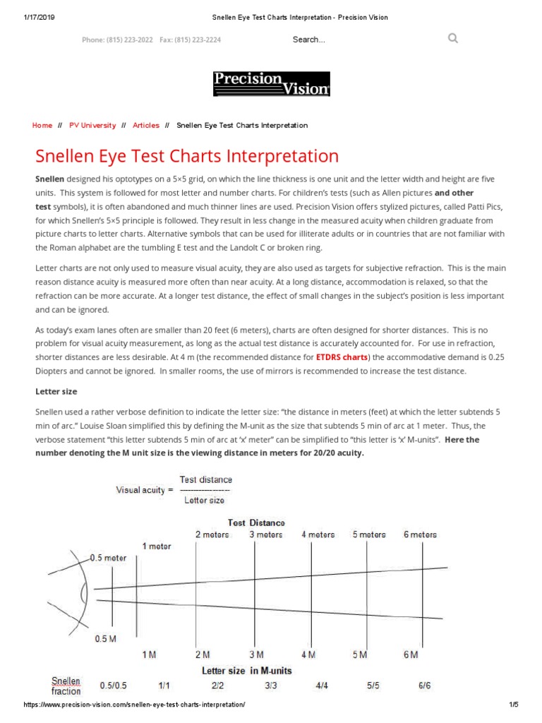 Snellen Eye Test Charts Interpretation - Precision Vision PDF | PDF ...