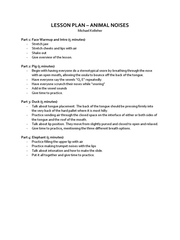 Fun Lesson Plan for Animal Noises | PDF