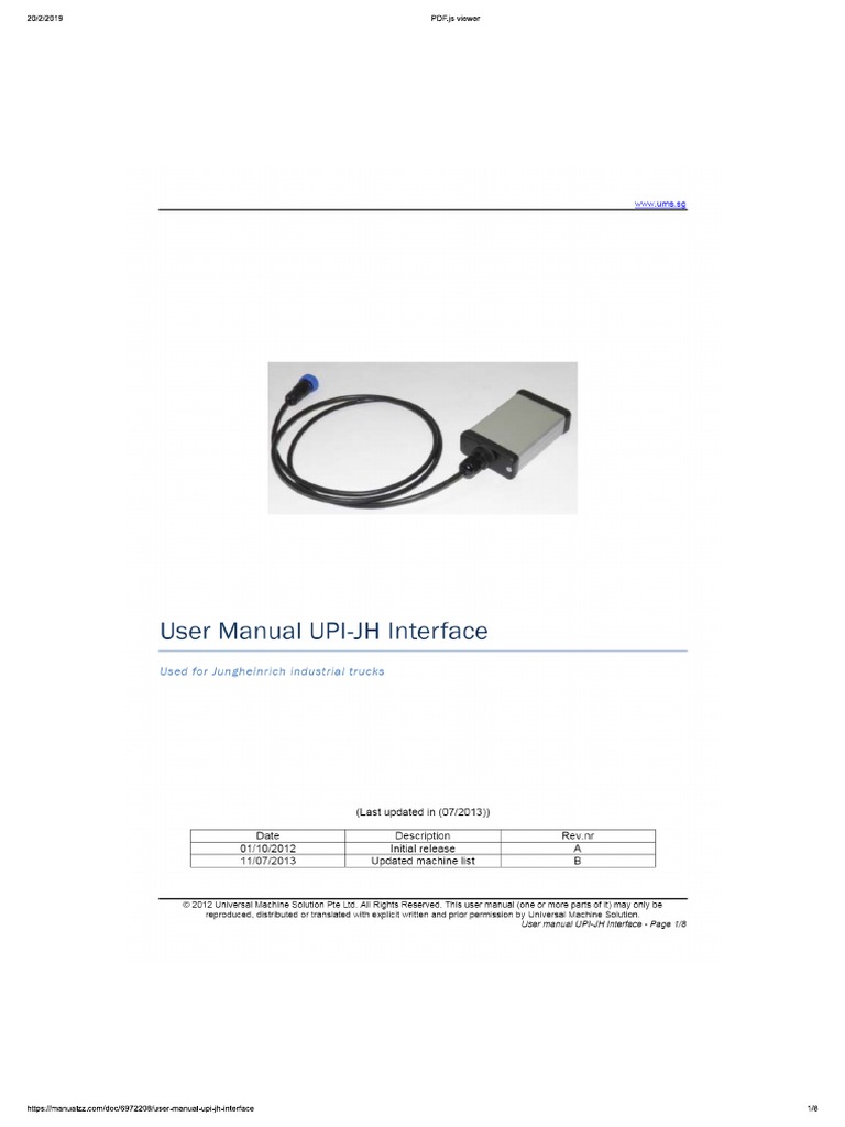 User Manual Upi-Jh Interface Jungheinrich | PDF