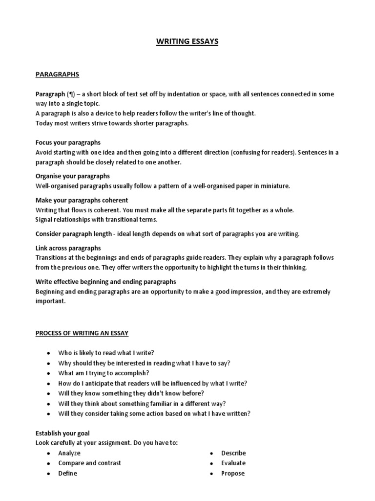 Academic Writing - Handout | Paragraph | Essays