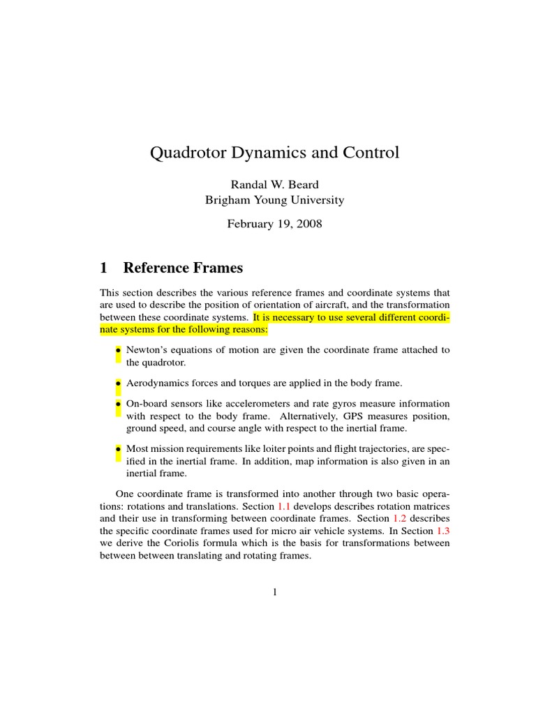 Quadrotor Dynamics and Control | PDF | Inertial Navigation System ...