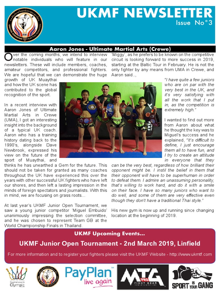 UMA Crewe's Aaron Jones Insights | PDF | First Aid | Muay Thai