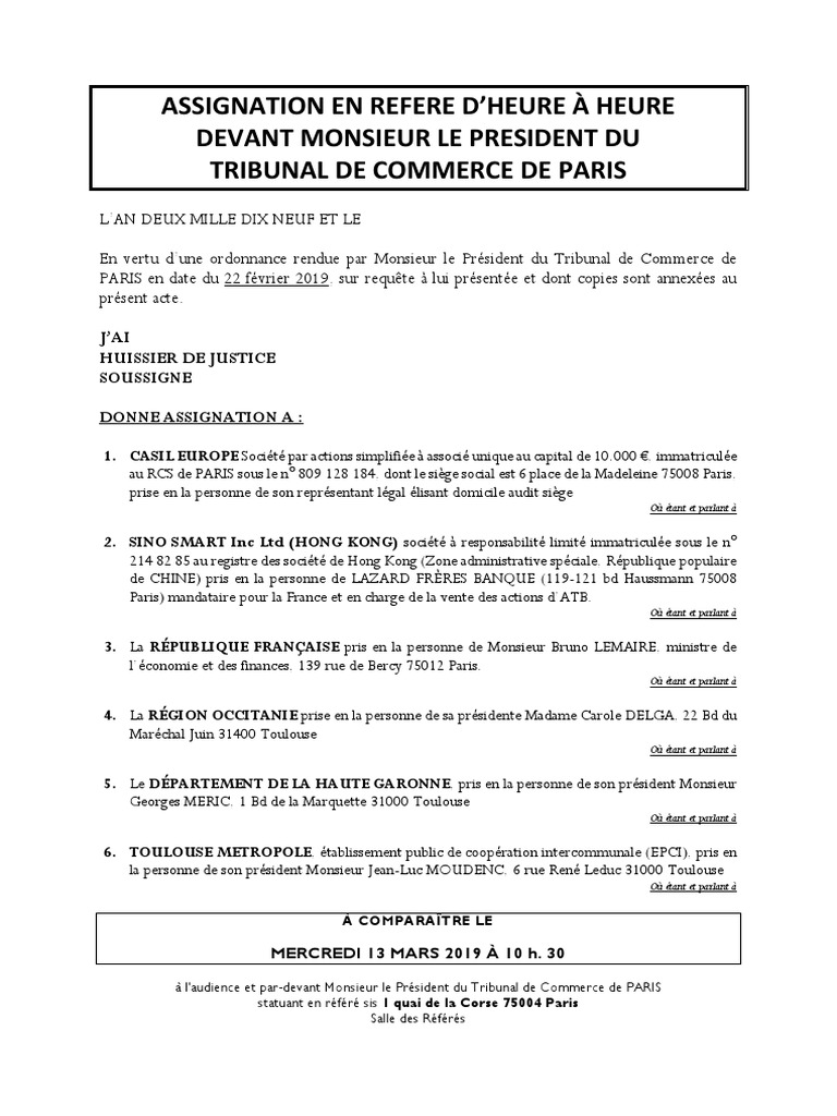Aéroport Toulouse Blagnac Assignation Référé D'heure À Heure (22022019 ...