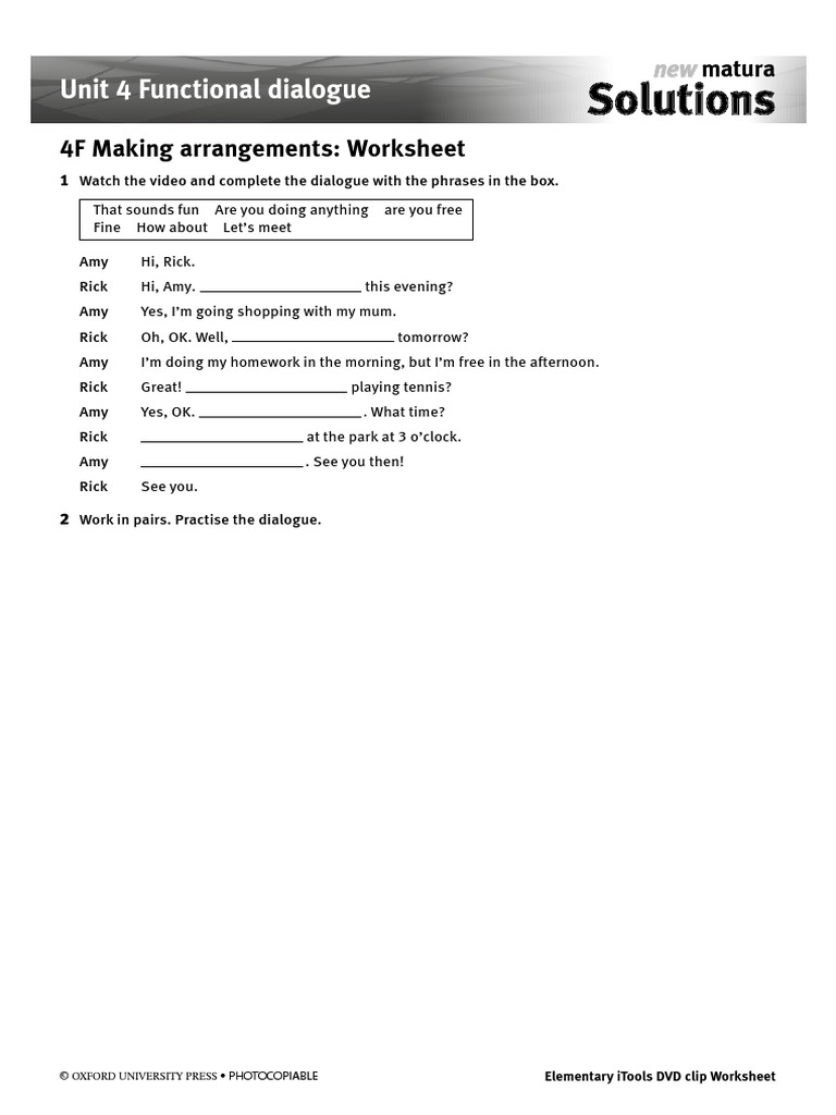 4F Arrangements - Worksheet, Answers, Script | PDF