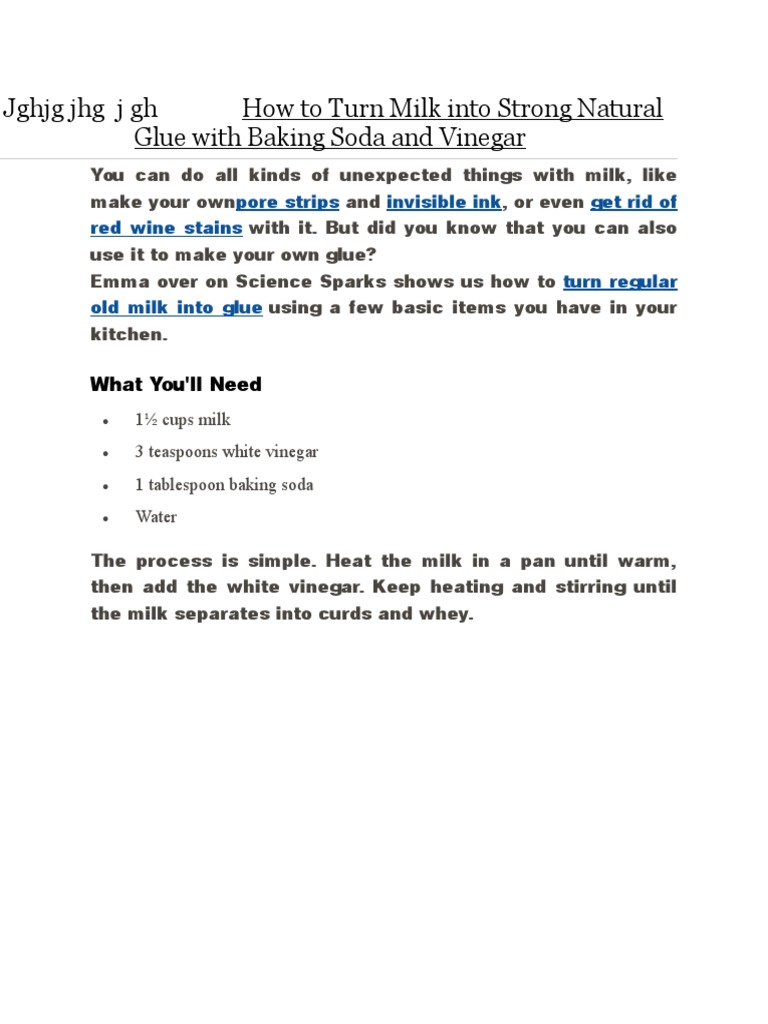 JGHJG JHG J GH How To Turn Milk Into Strong Natural Glue With Baking ...