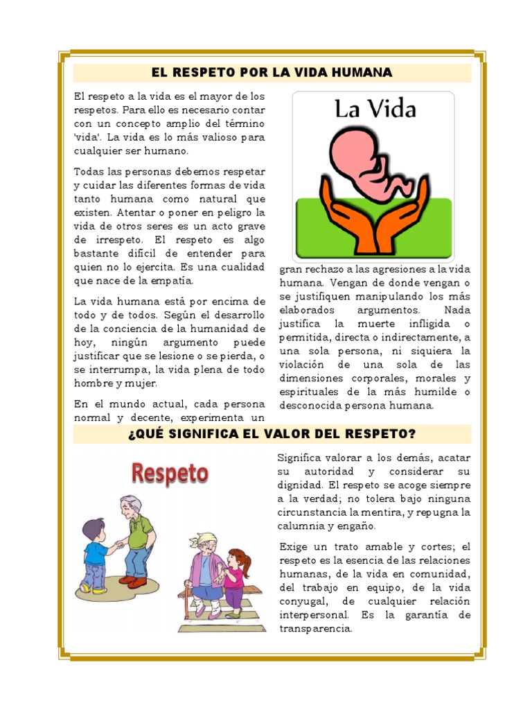 El Respeto Por La Vida Humana Pdf Vida Evolución