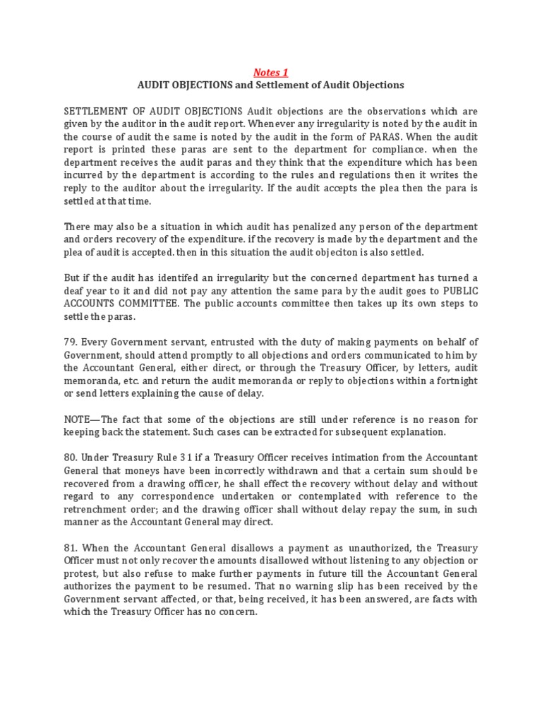 Audit Objection and Settlement of Audit Objections | PDF | Financial ...