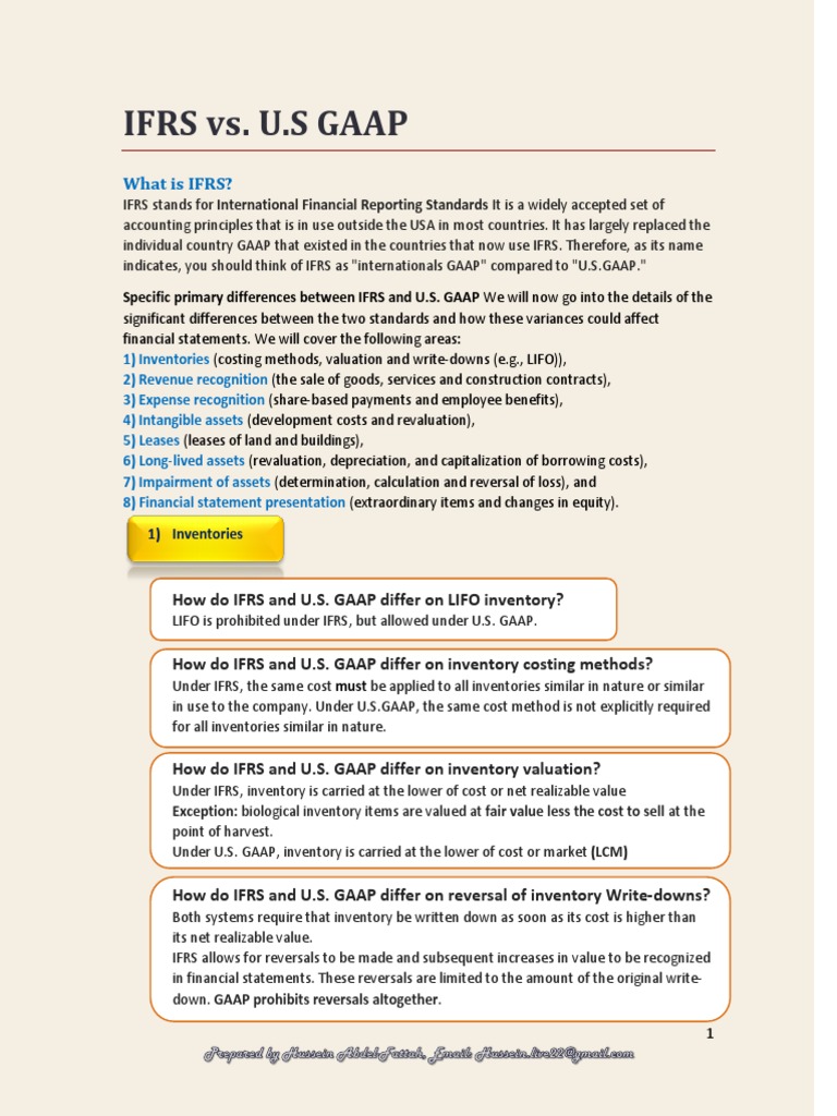 IFRS Vs U.S GAAP | PDF | Income Statement | International Financial ...
