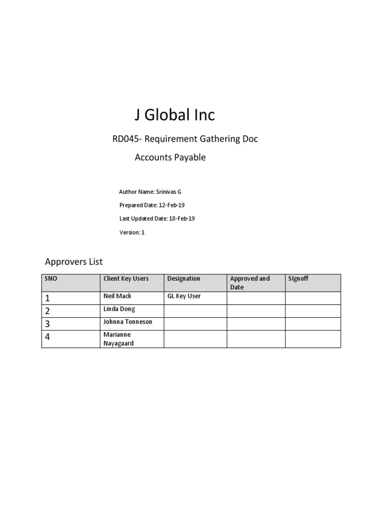 RD045 Requirement Gathering | PDF | Accounts Payable | Information ...