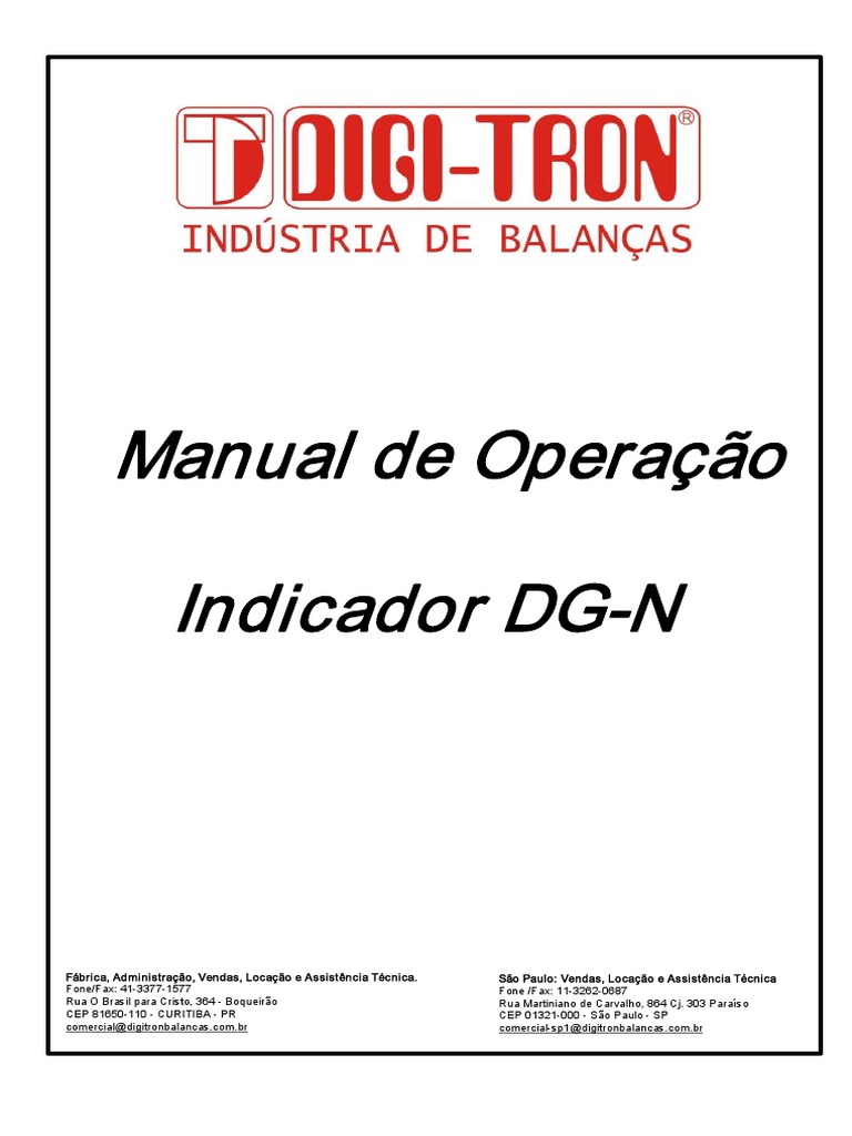 Manual - Digitron | PDF | Massa | Embalagem e rotulagem