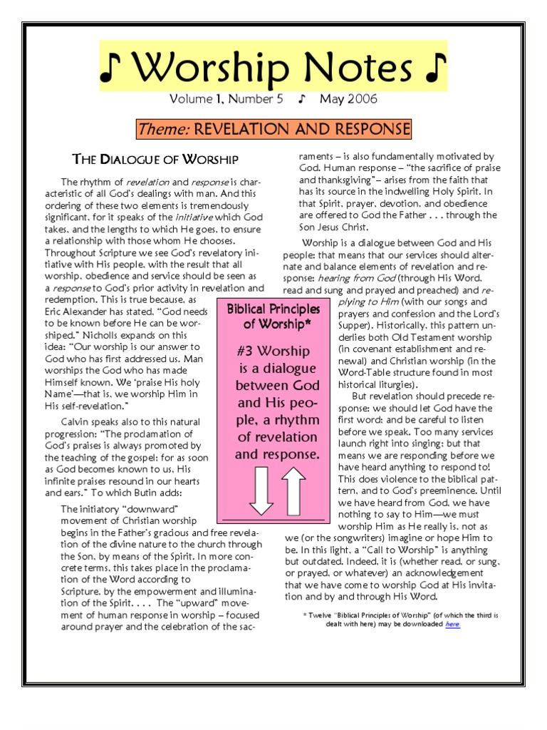 Worship Notes: Revelation and Response | PDF | Revelation | Worship