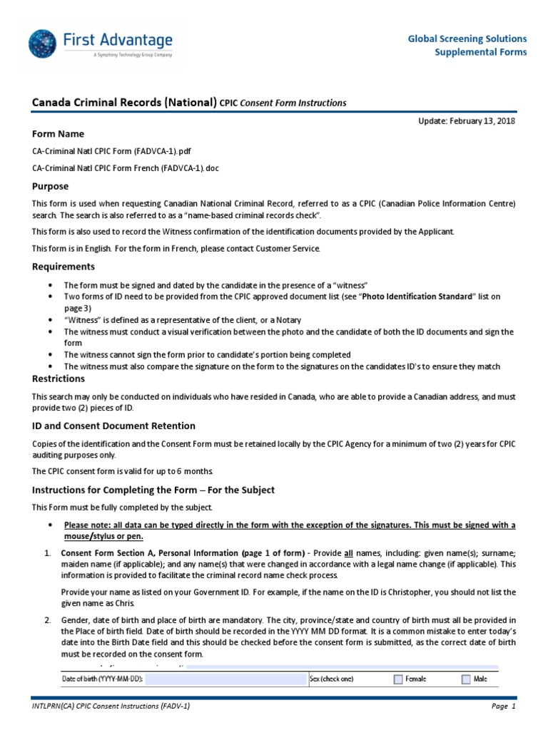 CPIC Instruction | PDF | Criminal Record | Identity Document