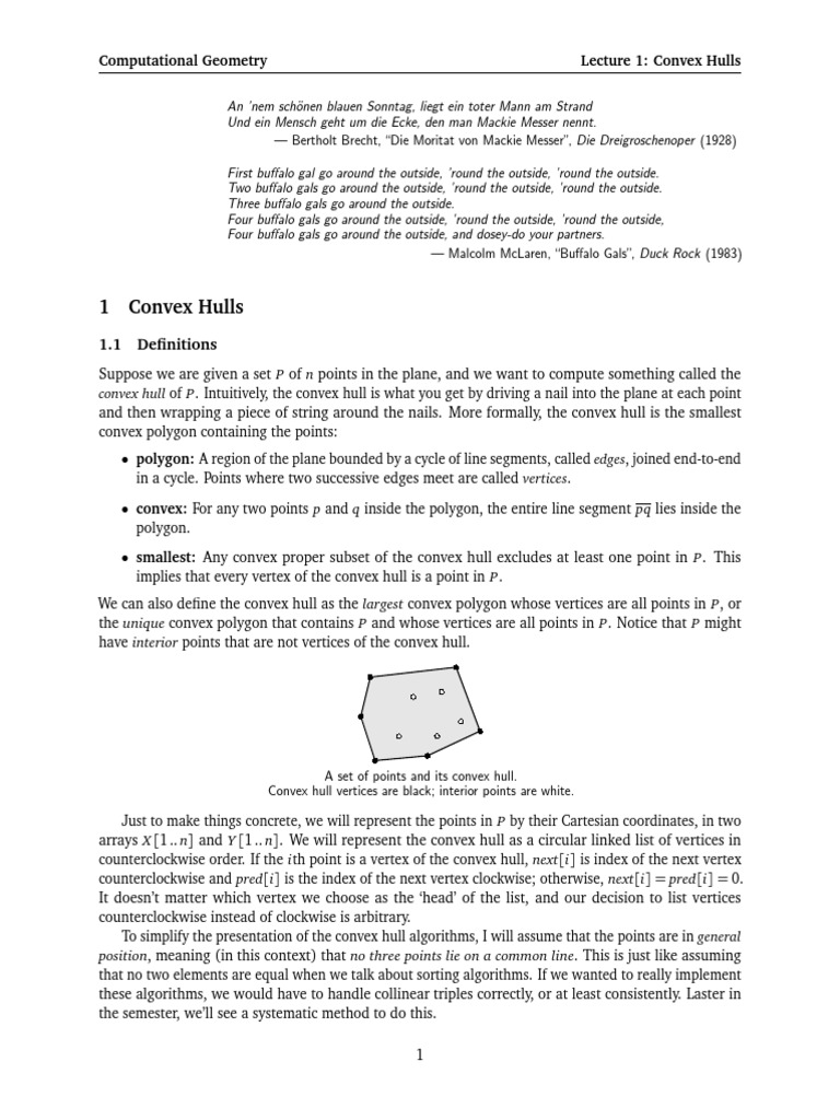 1 Convex Hulls 11 Definitions Pdf Time Complexity Vertex Geometry 