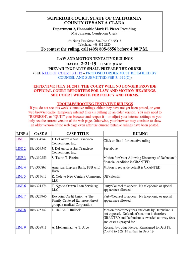 Jon Del Arroz v. Worldcon: 21) LAW AND MOTION TENTATIVE RULINGS DATE: 2 ...