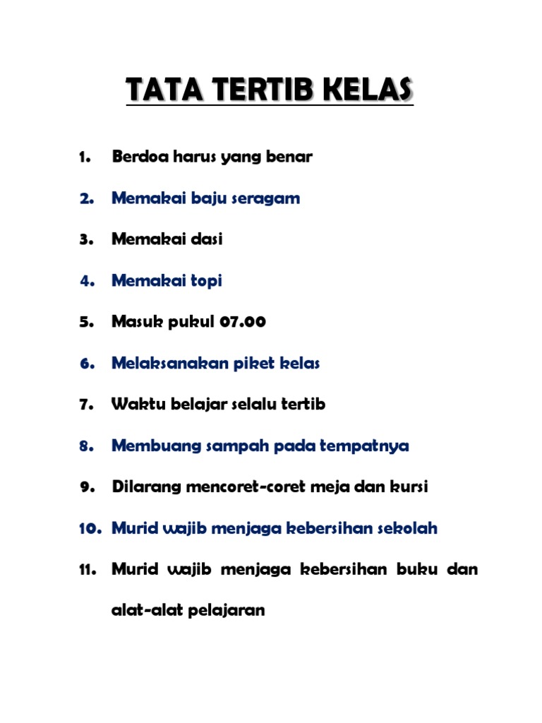 Tata Tertib Kelas | PDF