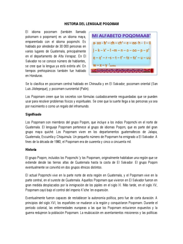 Historia Del Lenguaje Poqomam | PDF | Guatemala | Idiomas