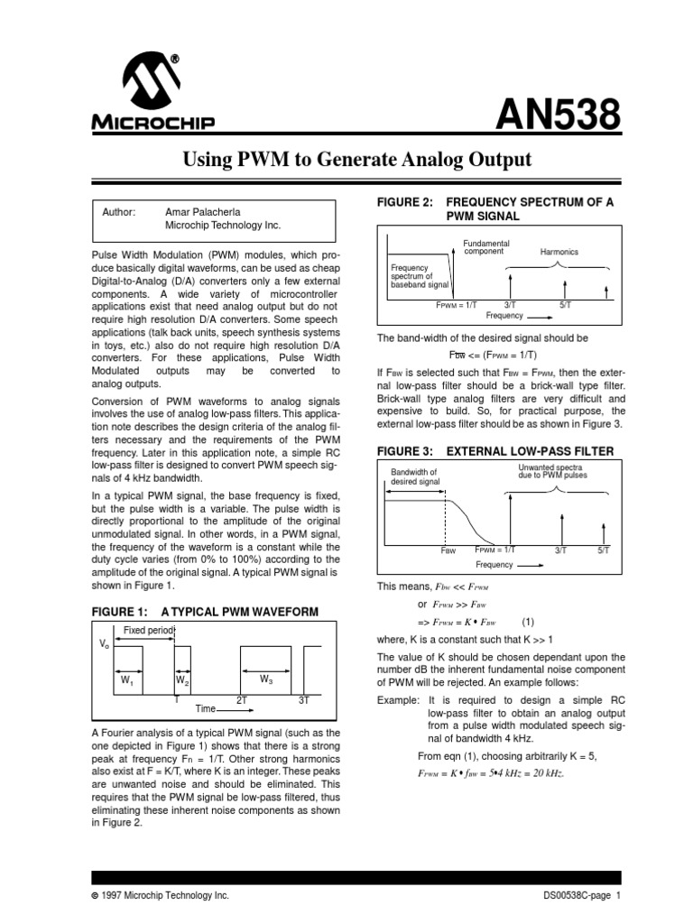 Using Pwm To Generate Analog Output Pdf Bandwidth Signal Processing Digital To Analog 2984