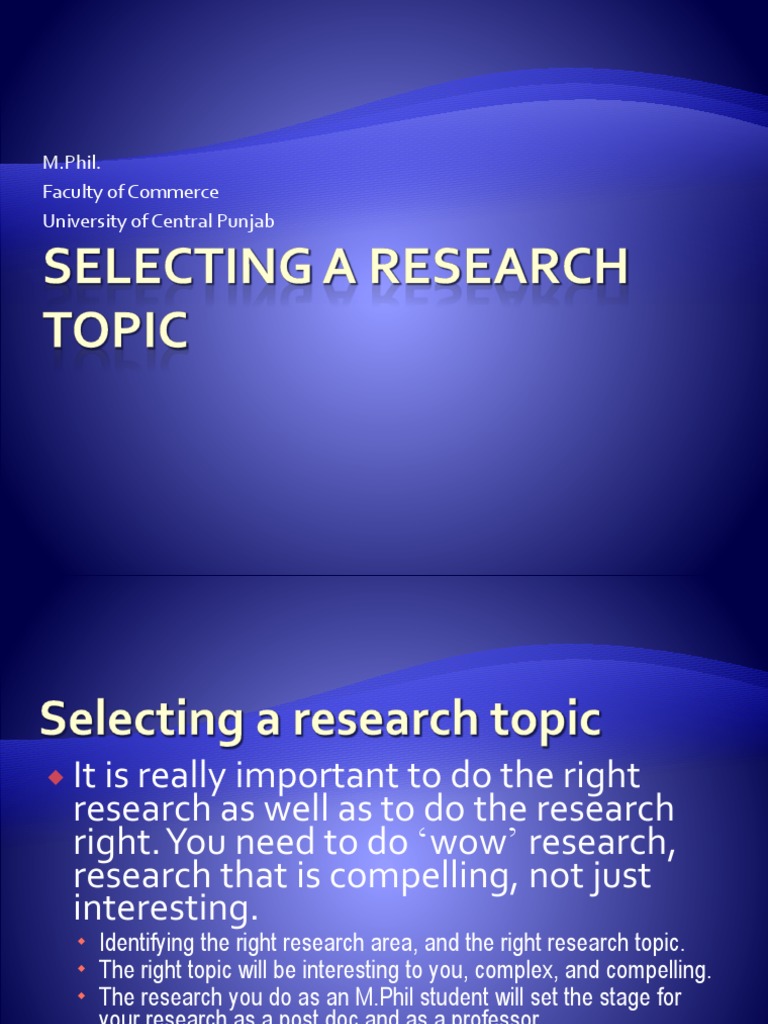 3 & 4 Selecting A Research Topic | PDF | Attention | Expert