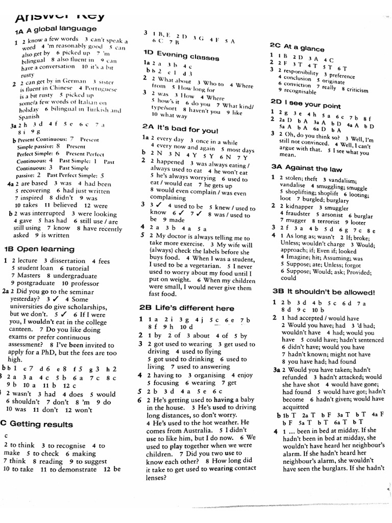 Worbook Answer Key 1 6 | PDF