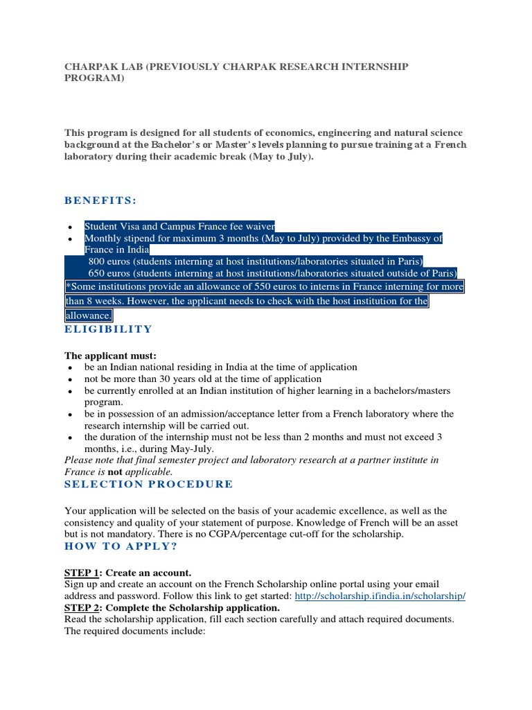 Benefits:: Charpak Lab (Previously Charpak Research Internship Program) | PDF | Bachelor's ...