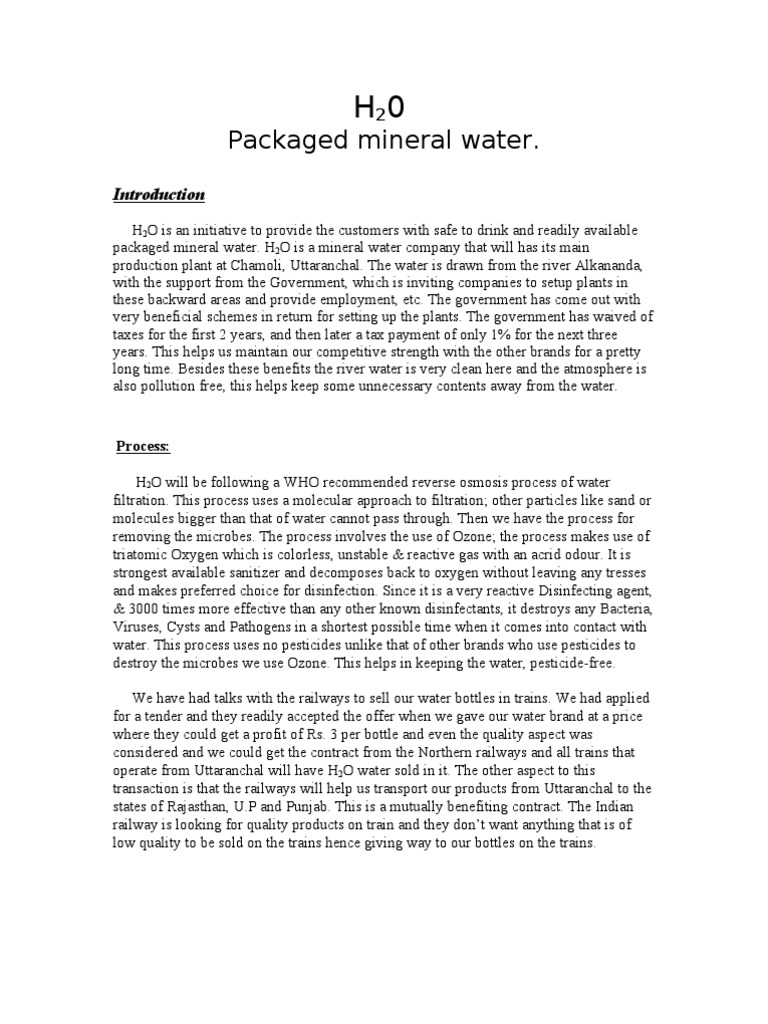 H2O Business Plan | PDF | Brand | Advertising