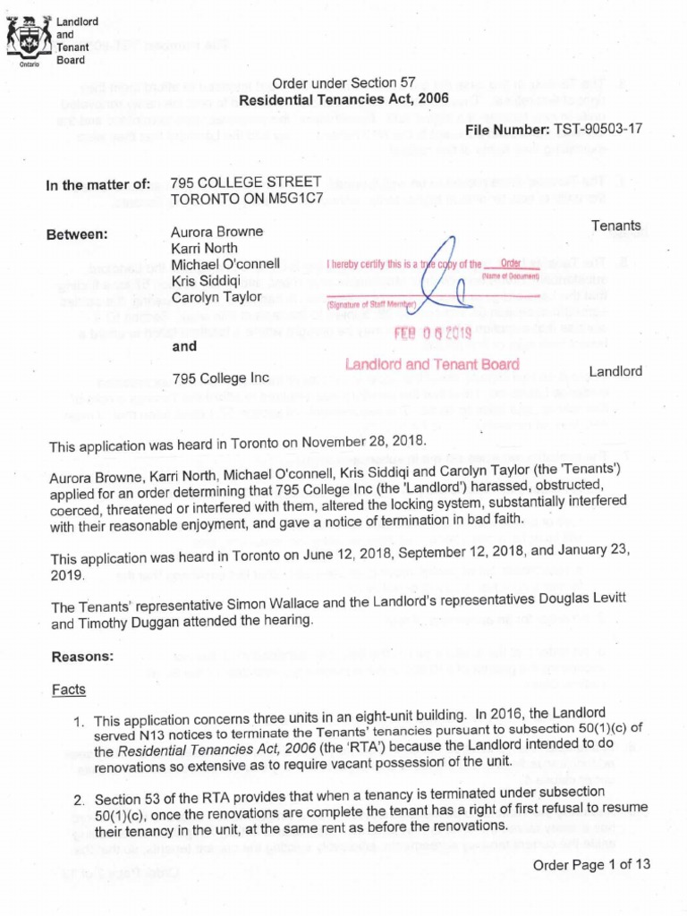 Landlord and Tenant Board Decision | PDF