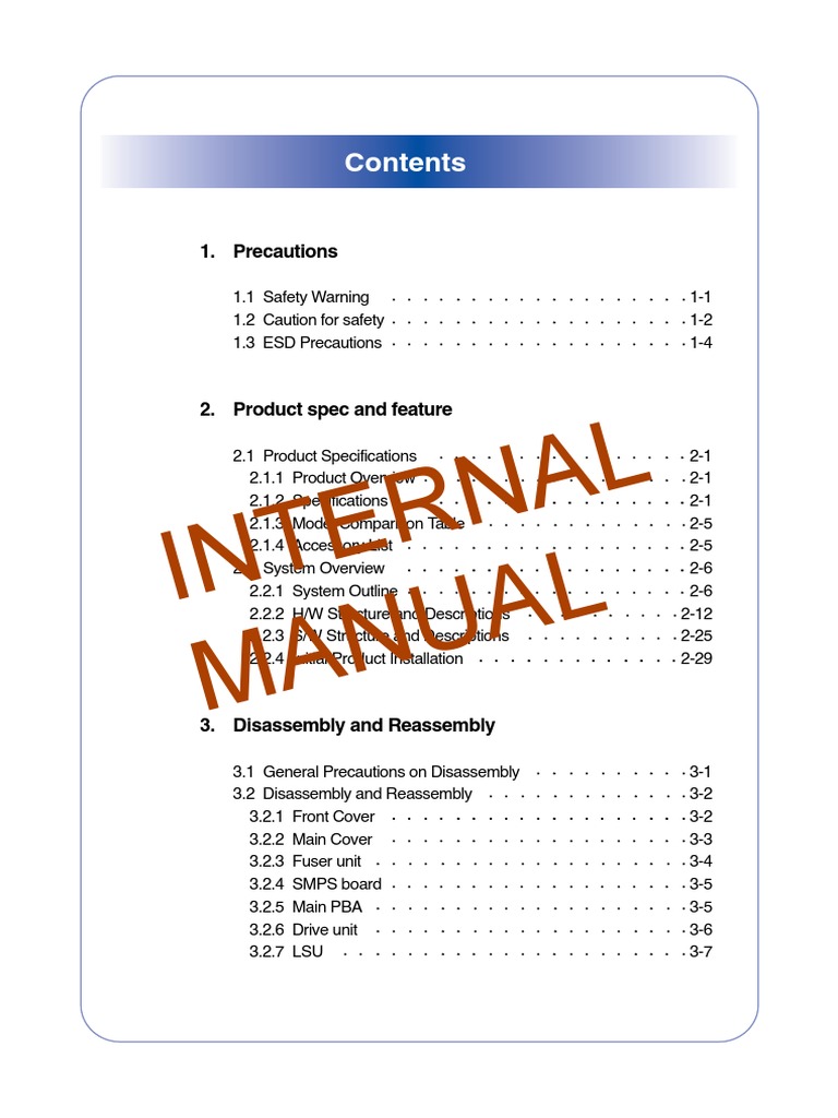 Internal Manual: 1. Precautions | PDF