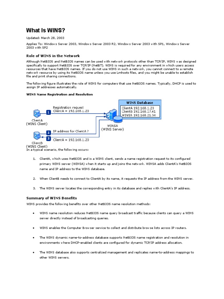 What Is Wins | PDF | Domain Name System | Ip Address