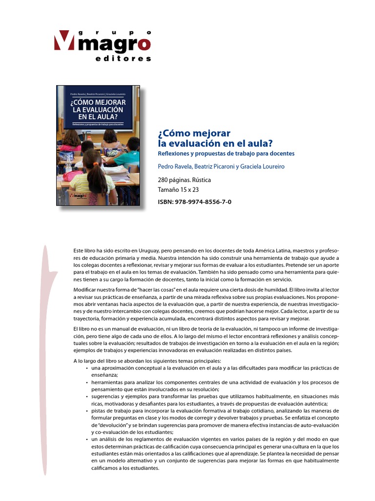 Como Mejorar La Evaluacion en El Aula R PDF | PDF | Evaluación | Maestros