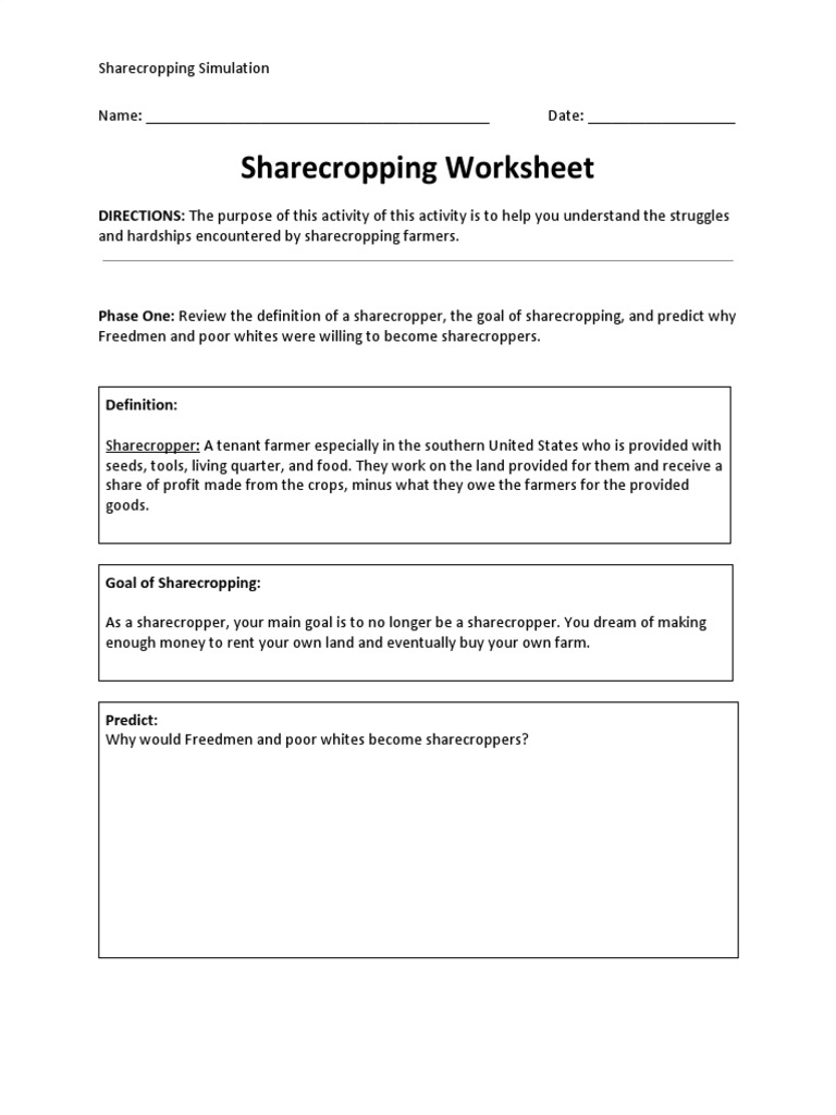 Sharecropping Simulation For Lesson | PDF | Land Management | Agriculture