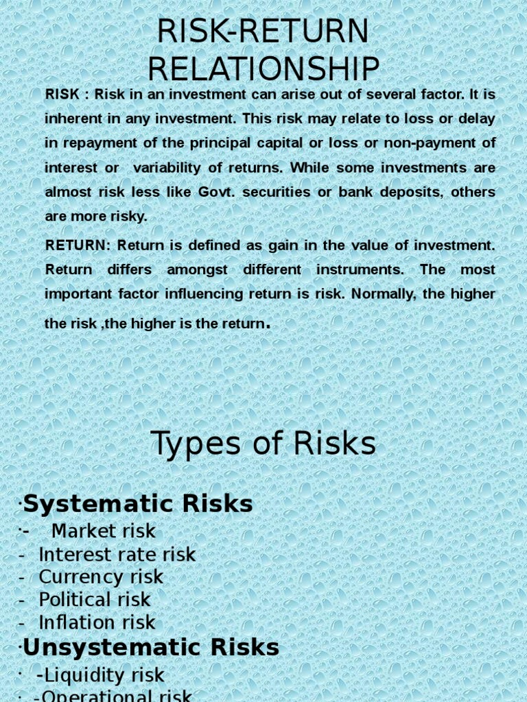 Risk Return Relationship | PDF | Securities (Finance) | Derivative ...