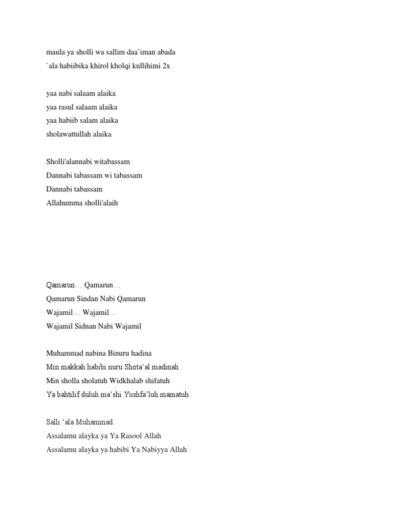 Maula Ya Sholli Wa Sallim Daa | PDF