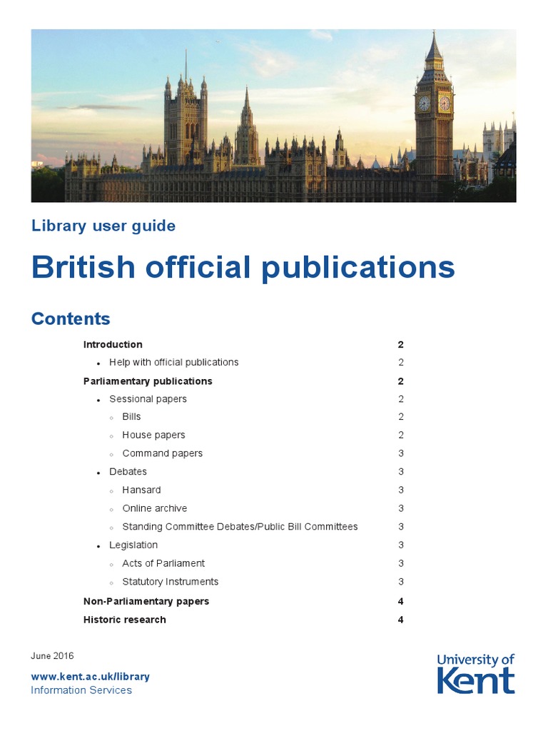 British Official Publications: Library User Guide | PDF | Parliament Of ...