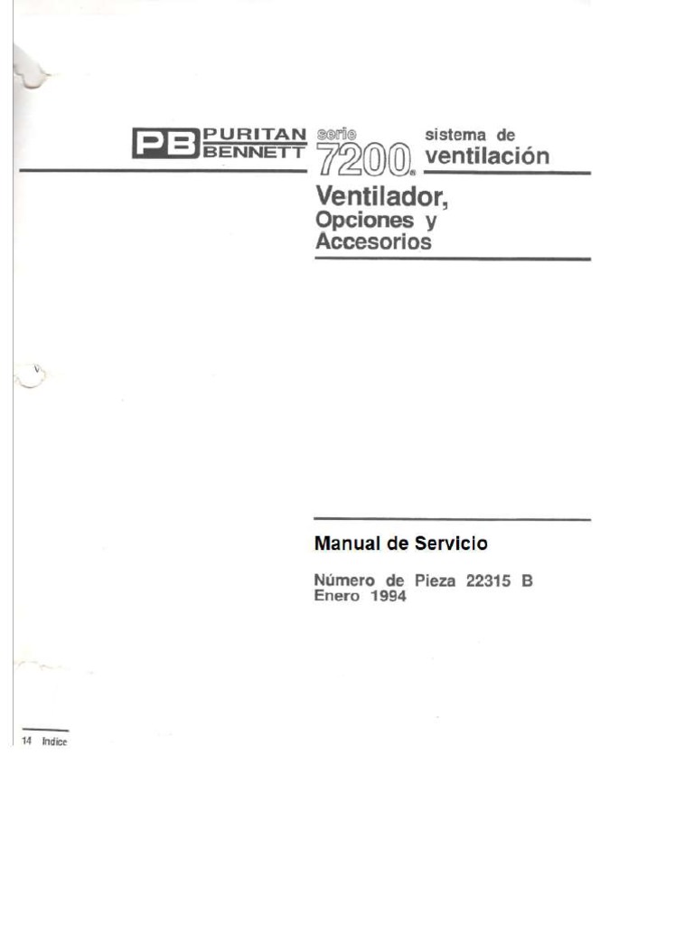 1.ventilador Volumetrico Marca Puritan Venett Modelo 7200 PDF | PDF