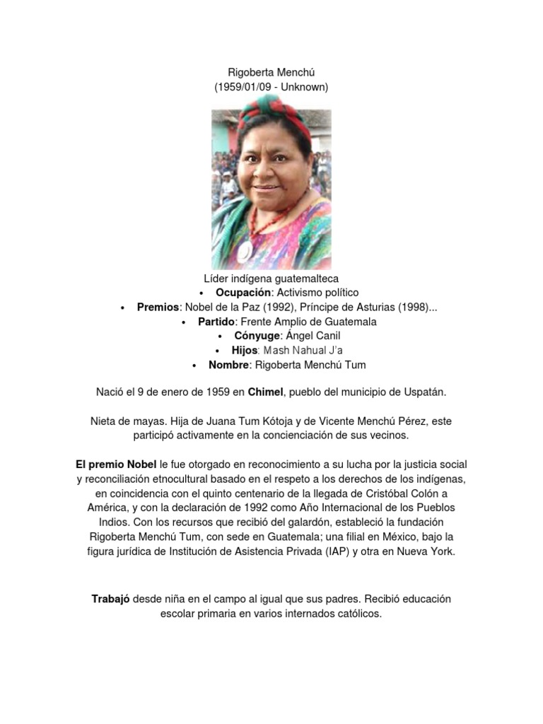Rigoberta Menchú | PDF | Ciencias sociales