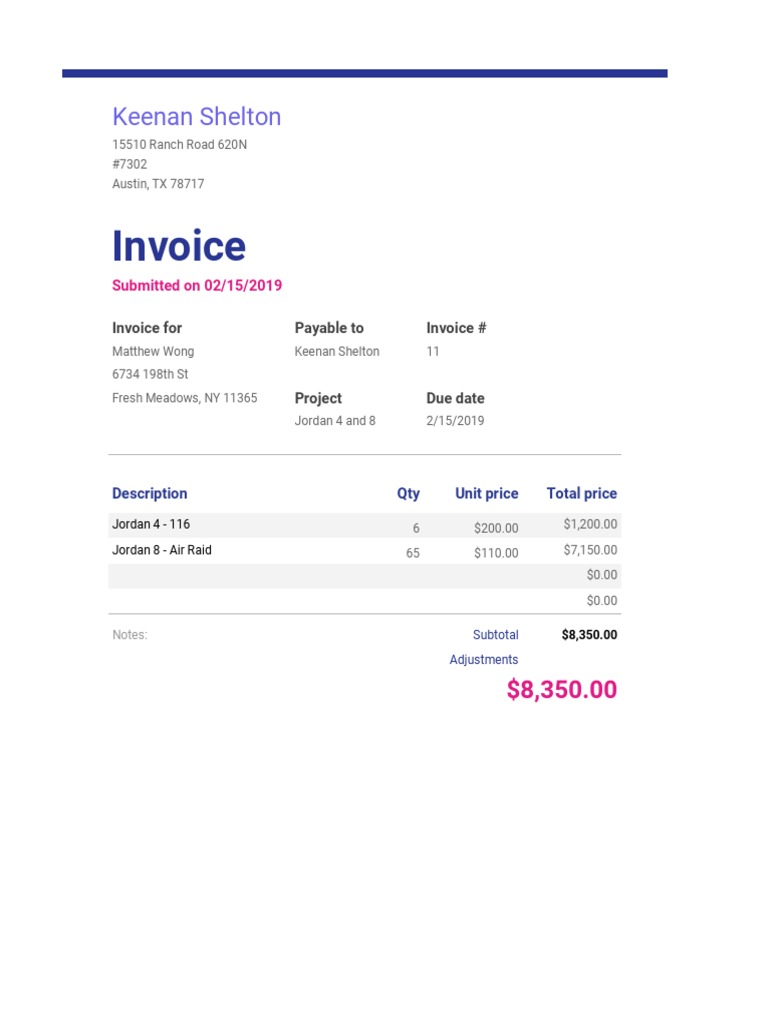 Jordan 4/8 Invoice | PDF