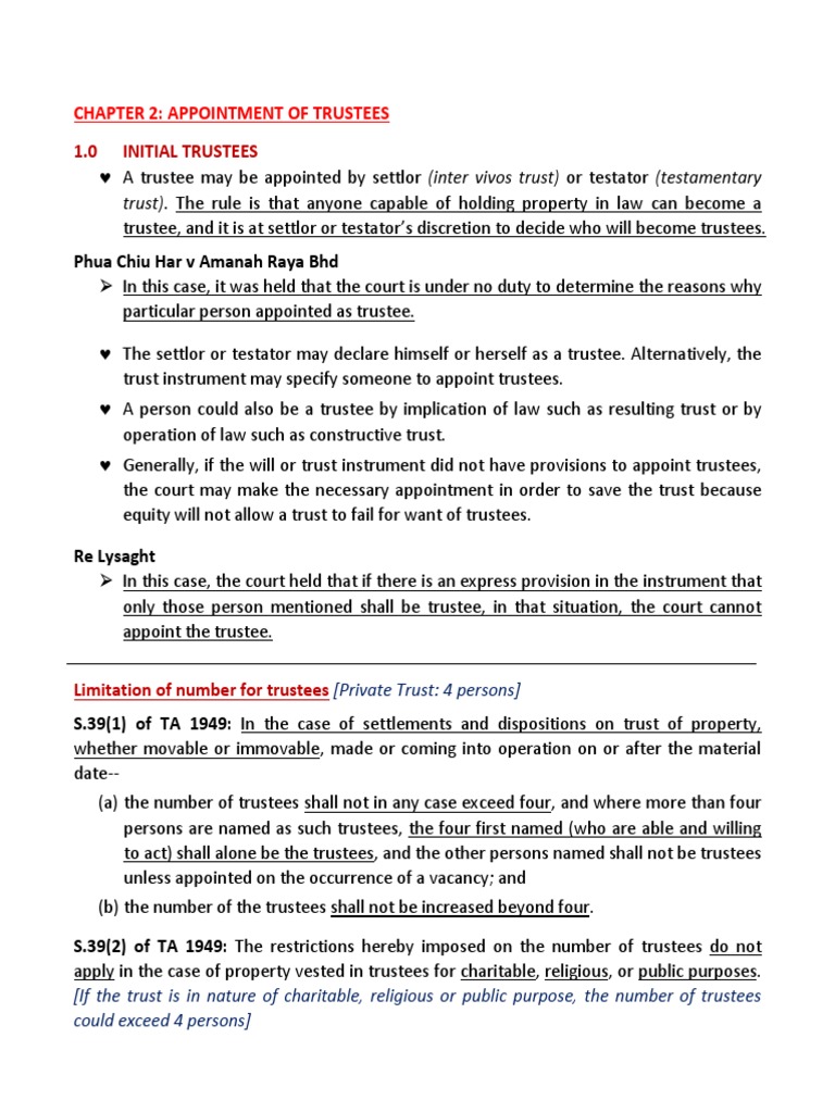 Trustee Appointment Procedures Explained | PDF | Trust Law | Fiduciary