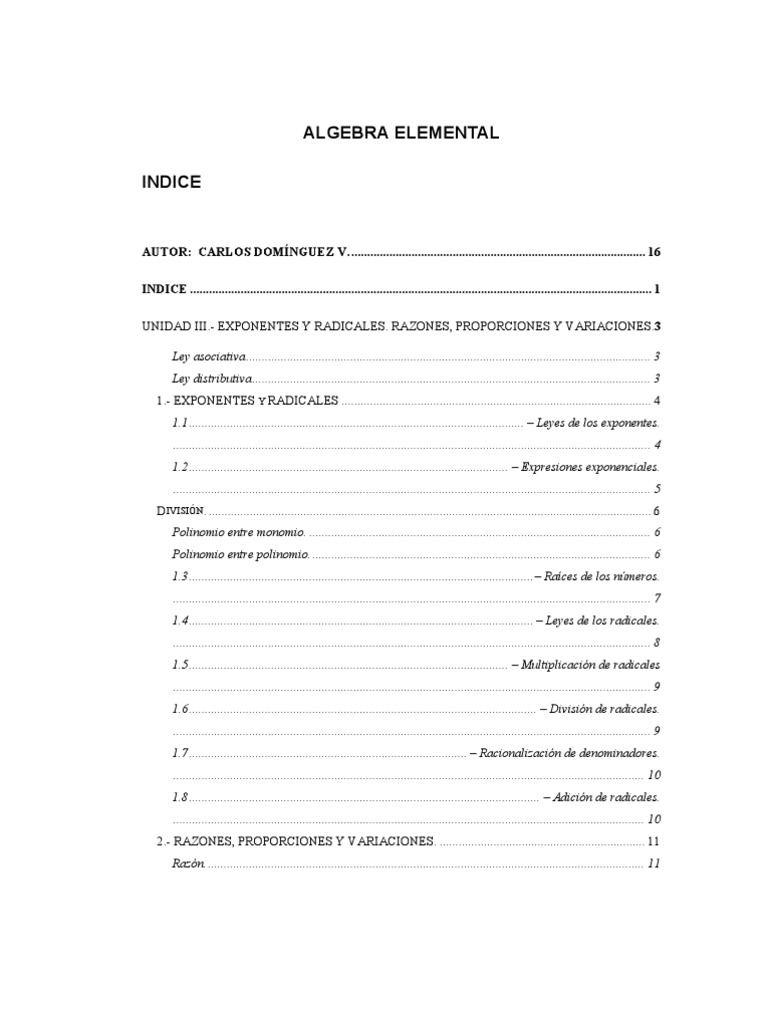 Algebra Elemental | PDF