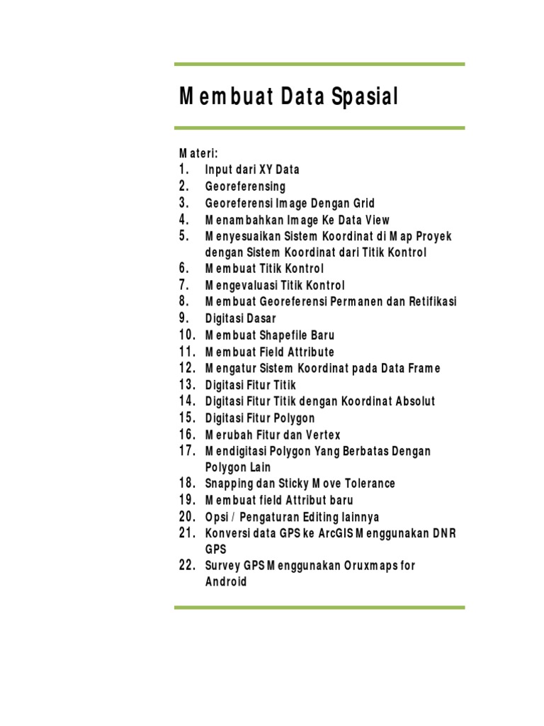 Tutorial Membuat Data Spasial Menggunakan ArcGIS 10 | PDF