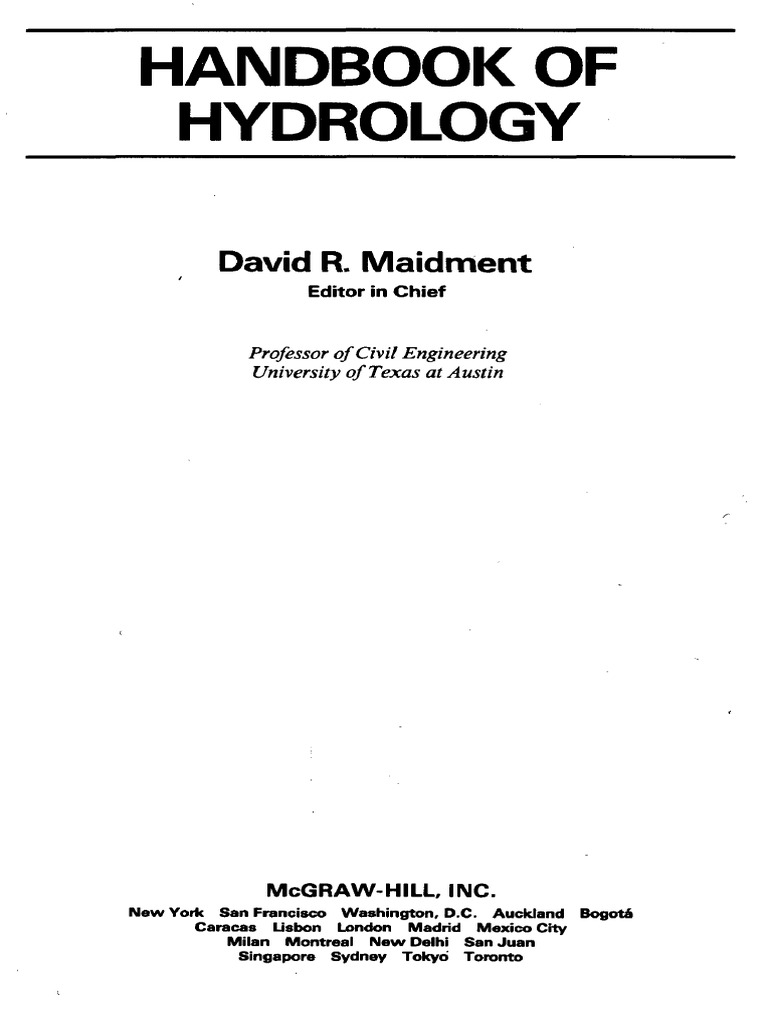 Handbook of Hydrology David Maidment PDF | PDF | Hydrology ...