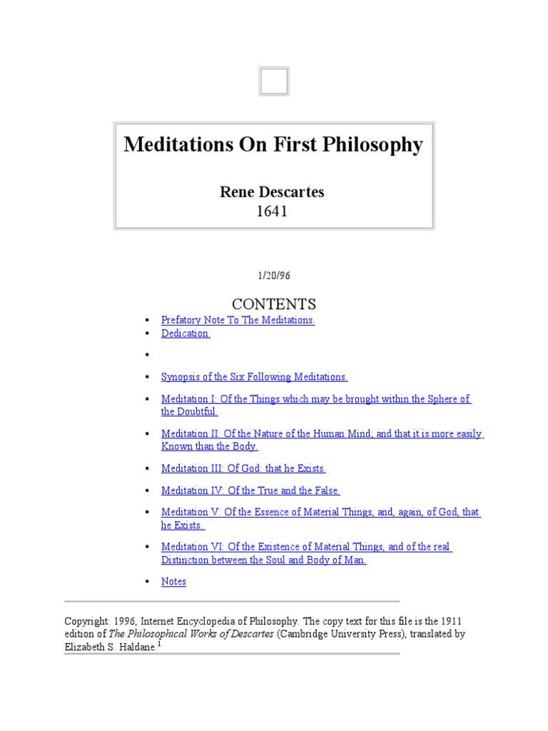 Meditations On First Philosophy-1 | Download Free PDF | Reason | Idea
