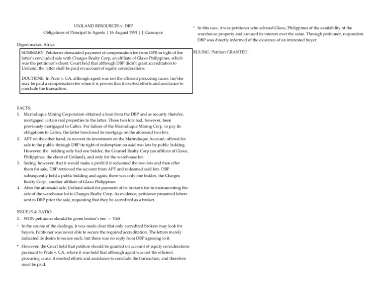 UNILAND RESOURCES v. DBP | PDF | Mortgage Loan | Foreclosure