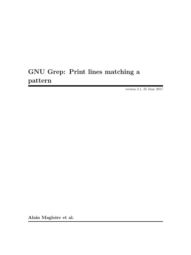 Gnu Grep Print Lines Matching A Pattern Alain Magloire Et Al Download Free Pdf Regular 