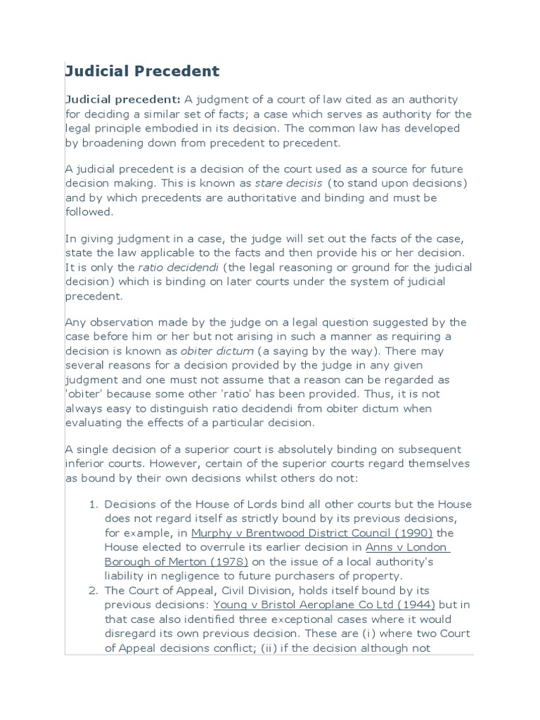 Judicial Precedent: Judicial Precedent: A Judgment of A Court of Law ...